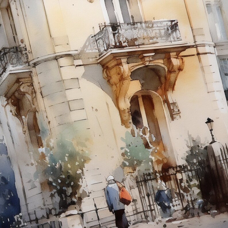 Paris Streets, Parisian Architecture, Watercolor Art Print, Urban ...