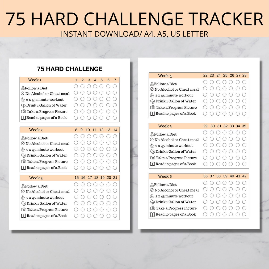 Printable 75 Hard Challenge Tracker Customize And Print