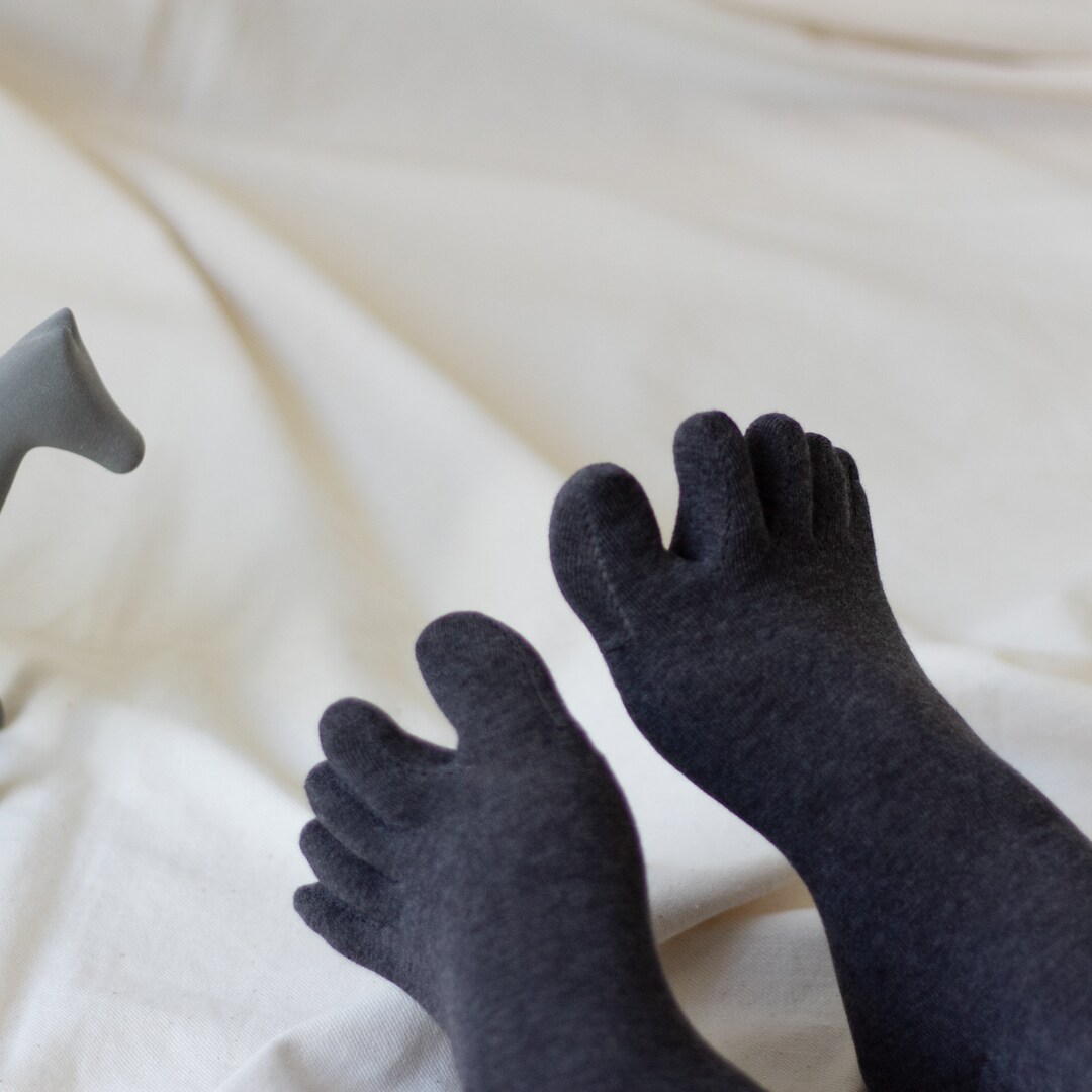 Classic Toe Socks – Five Toes, Cotton, Dark Grey/chocolate Brown, Tabi ...
