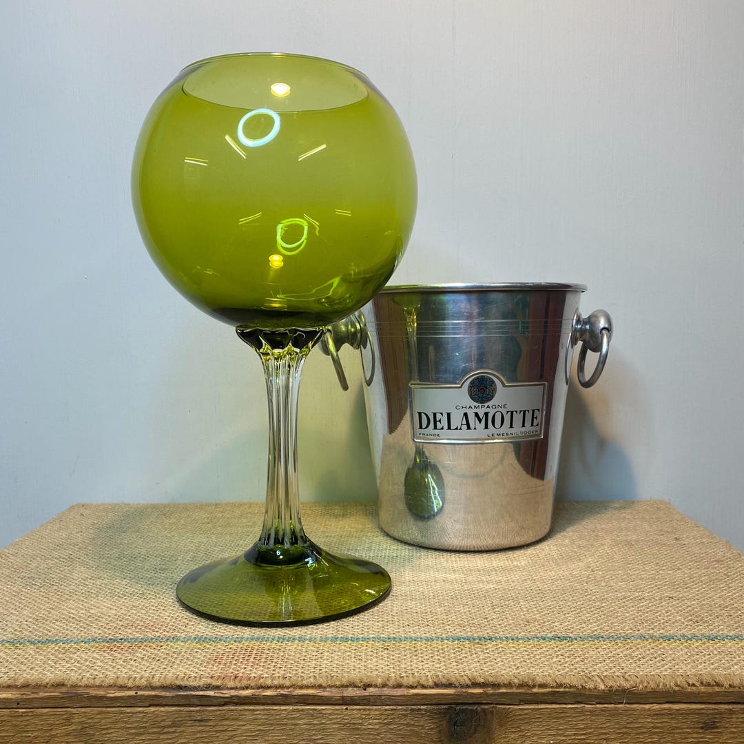 Vintage Green Tall Fishbowl/balloon Glass - Etsy