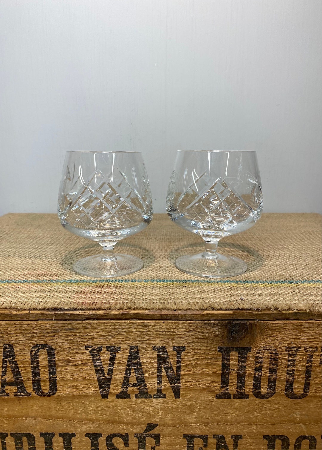 Vintage Pair of Crystal Brandy Glasses - Etsy
