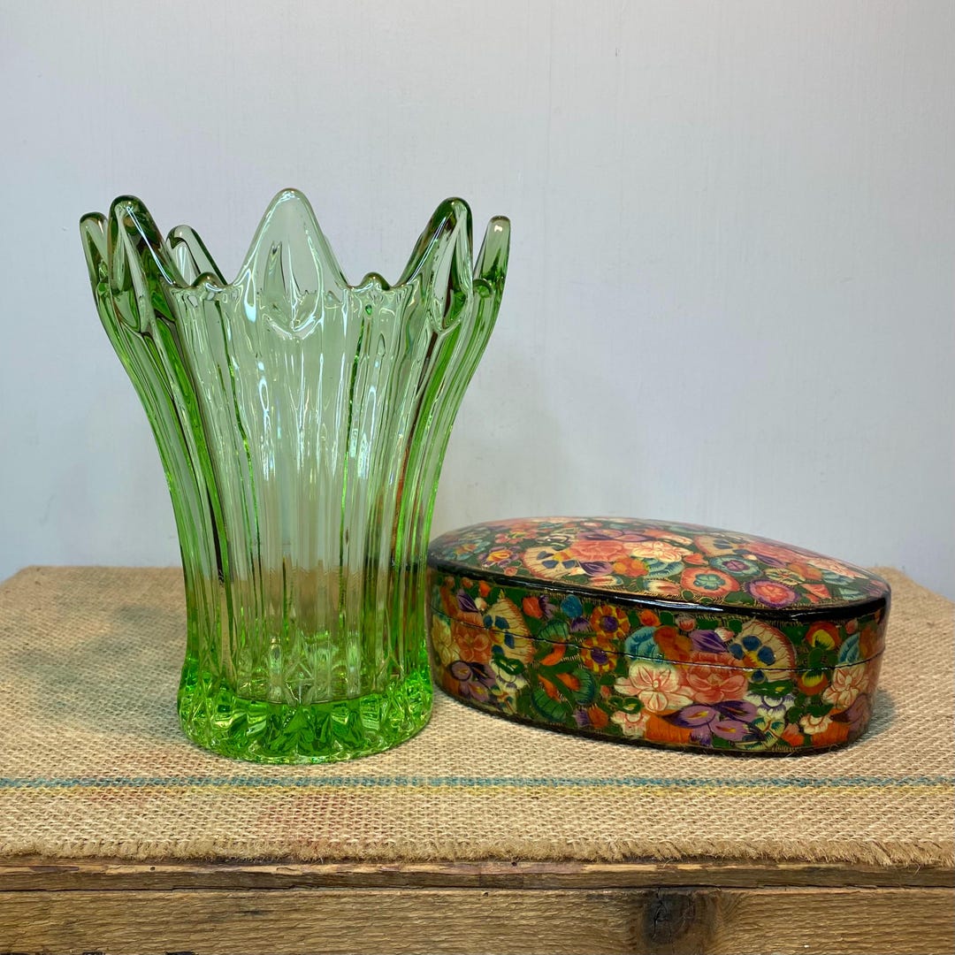 Art Deco Sowerby Large Green Glass Celery Vase - Etsy