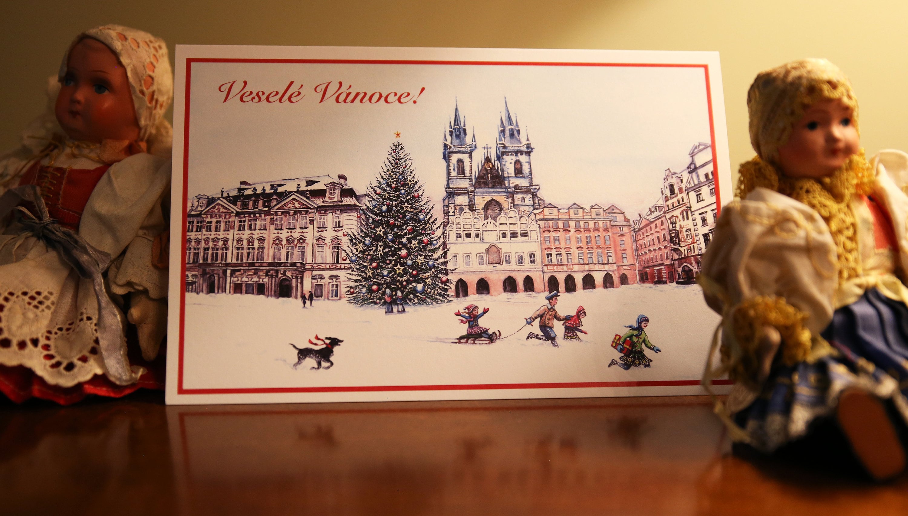 CZECH CHRISTMAS CARDS Large Christmas in Old Town Square, Prague 8-card ...