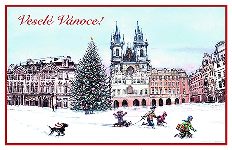 CZECH CHRISTMAS CARDS Christmas in Old Town Square, Prague 10-card Set ...
