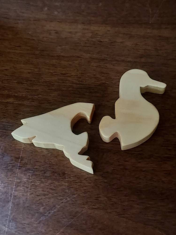 3D Wooden Duck Puzzle Two Piece Animal Puzzle Toy - Etsy