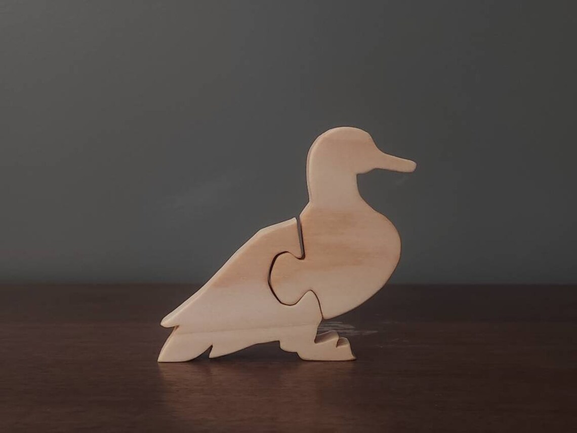 3D Wooden Duck Puzzle Two Piece Animal Puzzle Toy - Etsy