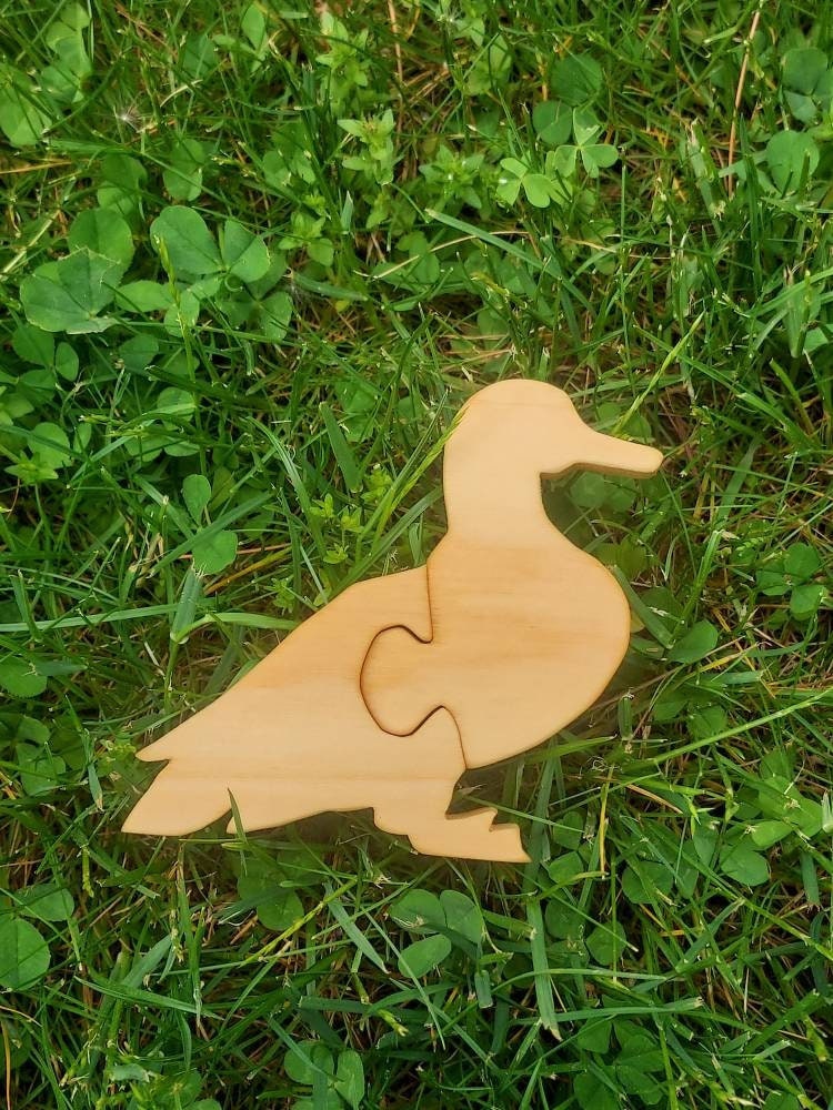 3D Wooden Duck Puzzle Two Piece Animal Puzzle Toy - Etsy