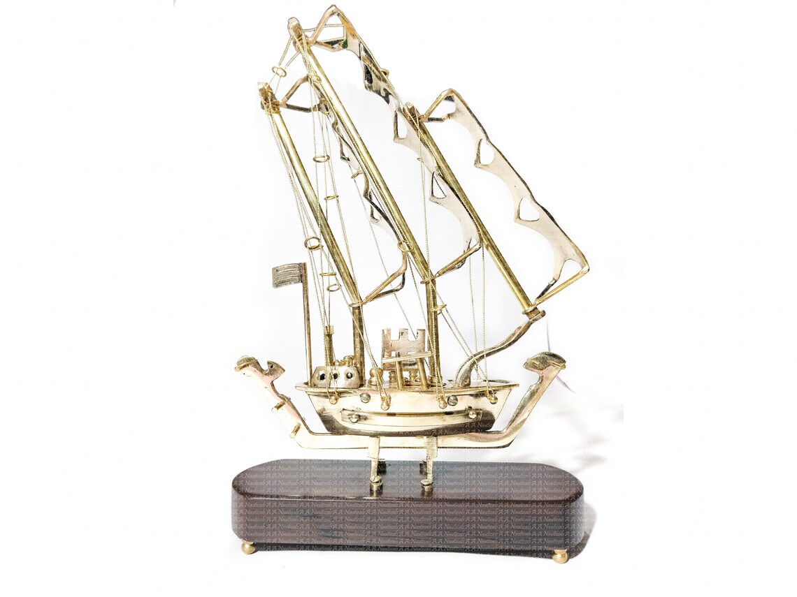 11 in Mini Brass Sailboat Ship Handmade Showpiece for Home - Etsy