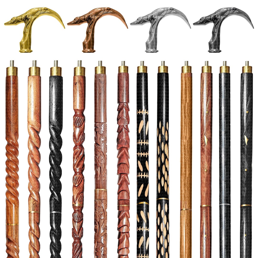 Crocodile Wooden Walking Stick Cane for Men Women Seniors, Antique ...