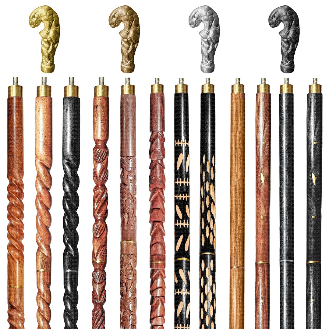 Puma Wooden Walking Stick Cane for Men Women Seniors, Antique Handmade ...