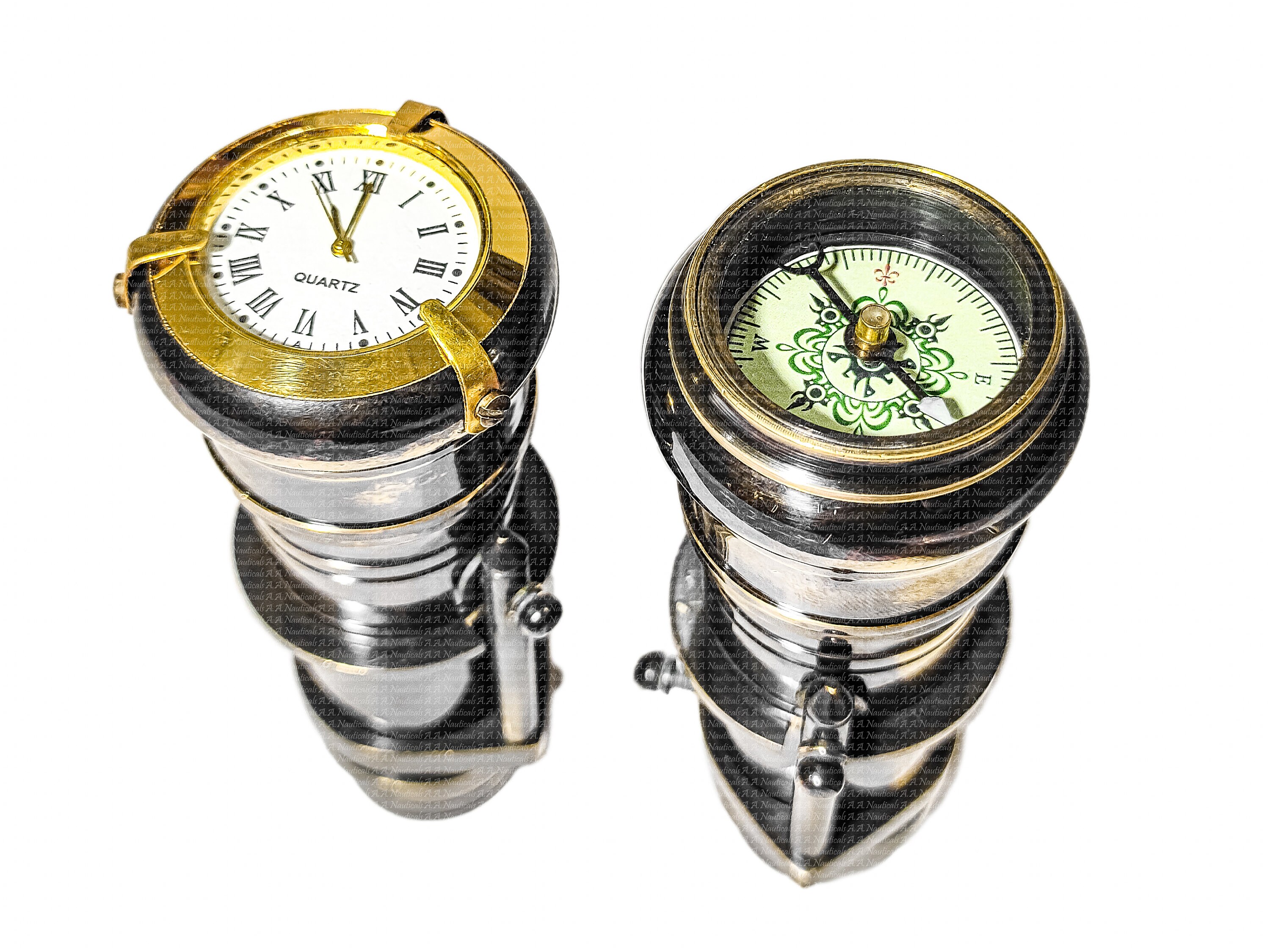 Wooden Walking Stick Cane With Clock and Compass Handle for - Etsy