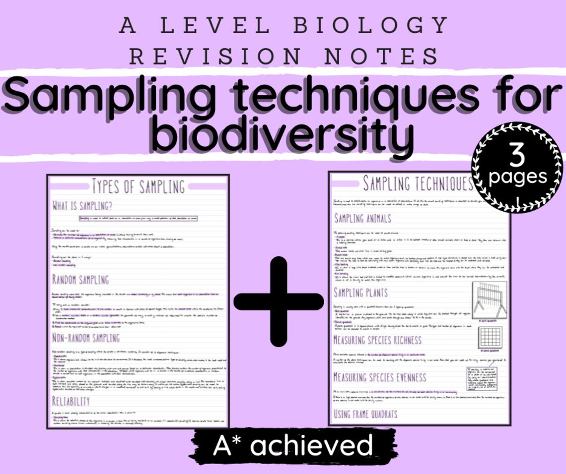 A Level Biology Revision Notes-"sampling Techniques for Biodiversity ...