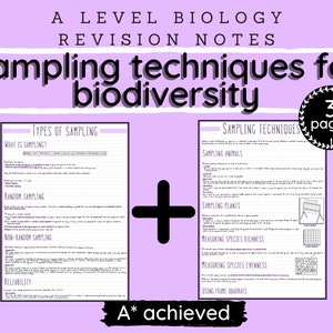 A Level Biology Revision Notes-"sampling Techniques for Biodiversity ...