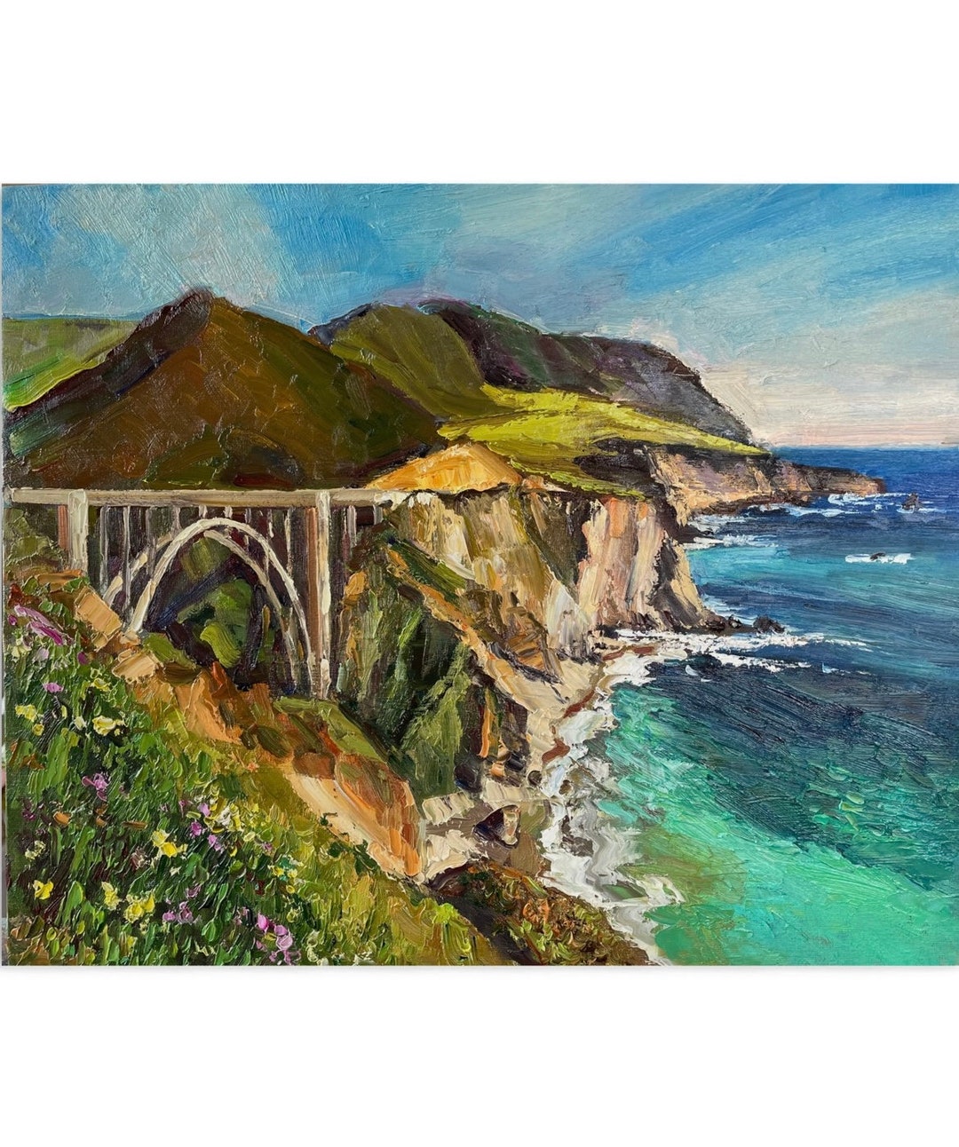 Bixby Bridge Oil Painting: Big Sur California Coast, 16x20 Canvas Art ...