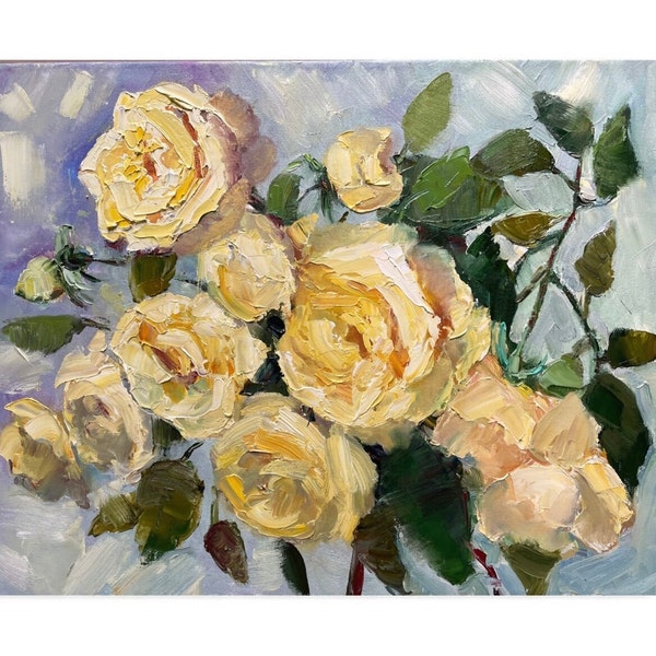 Yellow Roses Painting Art - Etsy