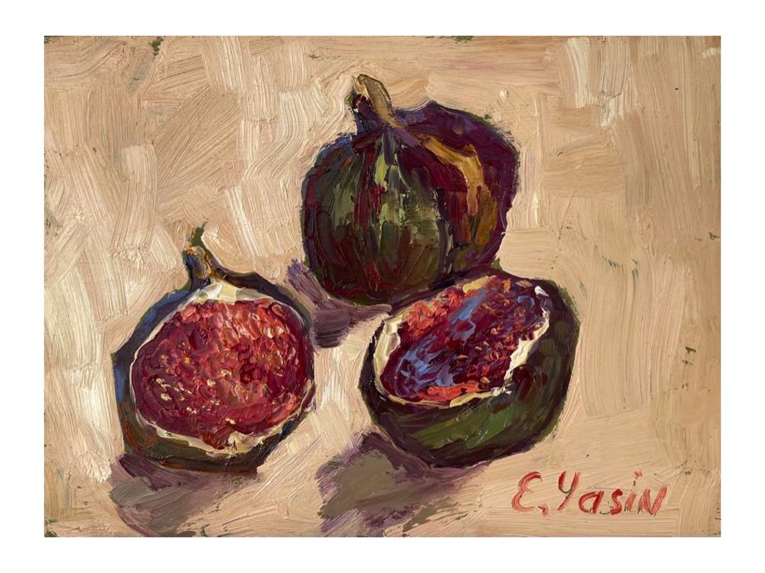 Fig Oil Painting Original Art Hand Painted Kitchen Wall Decor Figs ...