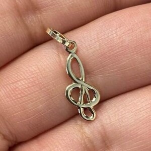 Solid 14k Yellow Gold Treble Clef Music Note Puff Charm Gold Charms ...