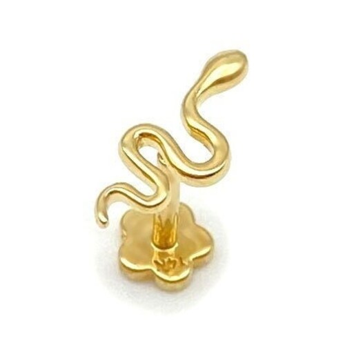 14K Solid Gold Tiny Snake Ear Stud Cartilage Tragus Helix - Etsy