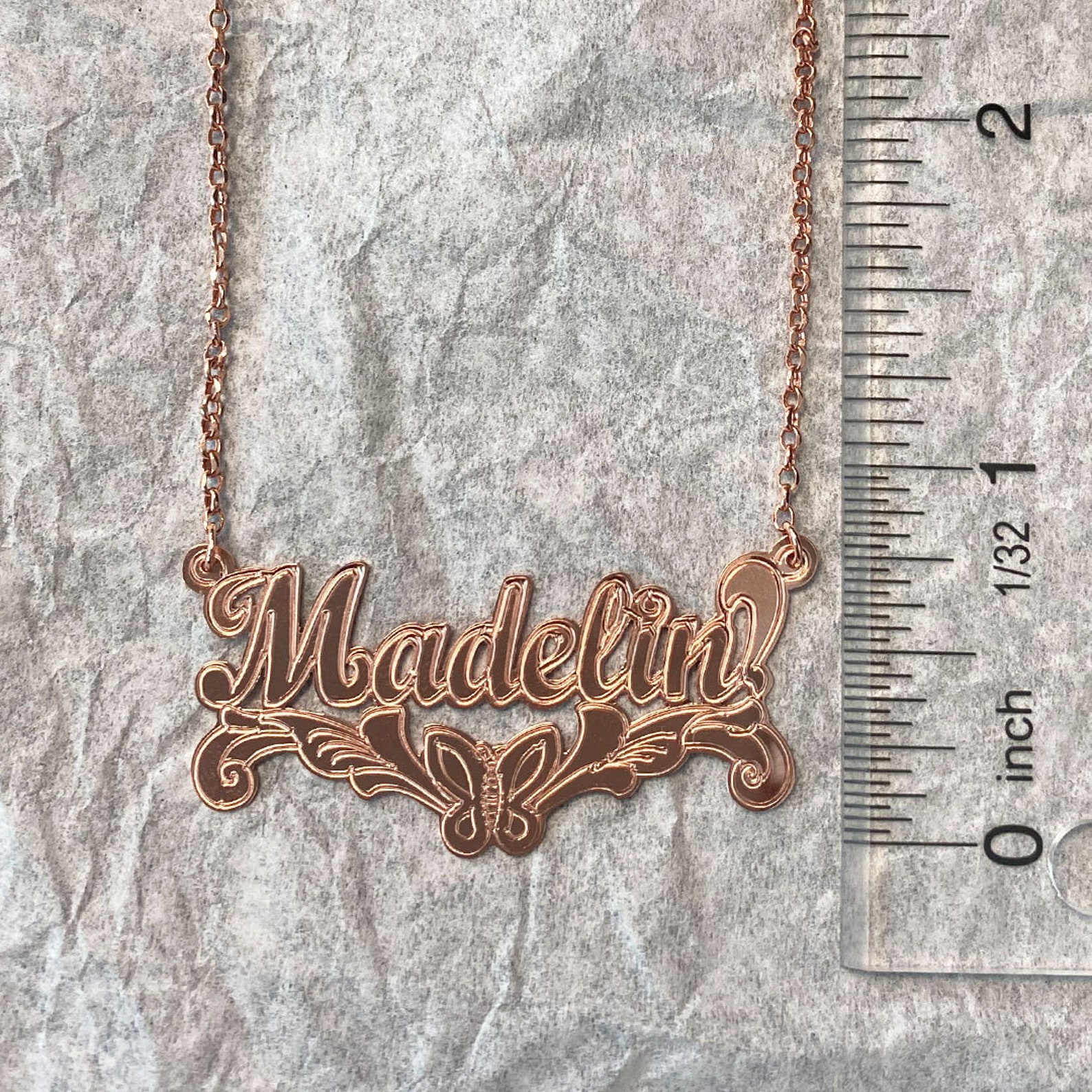 Personalized Cursive Name Plate Pendant With Butterfly - Etsy