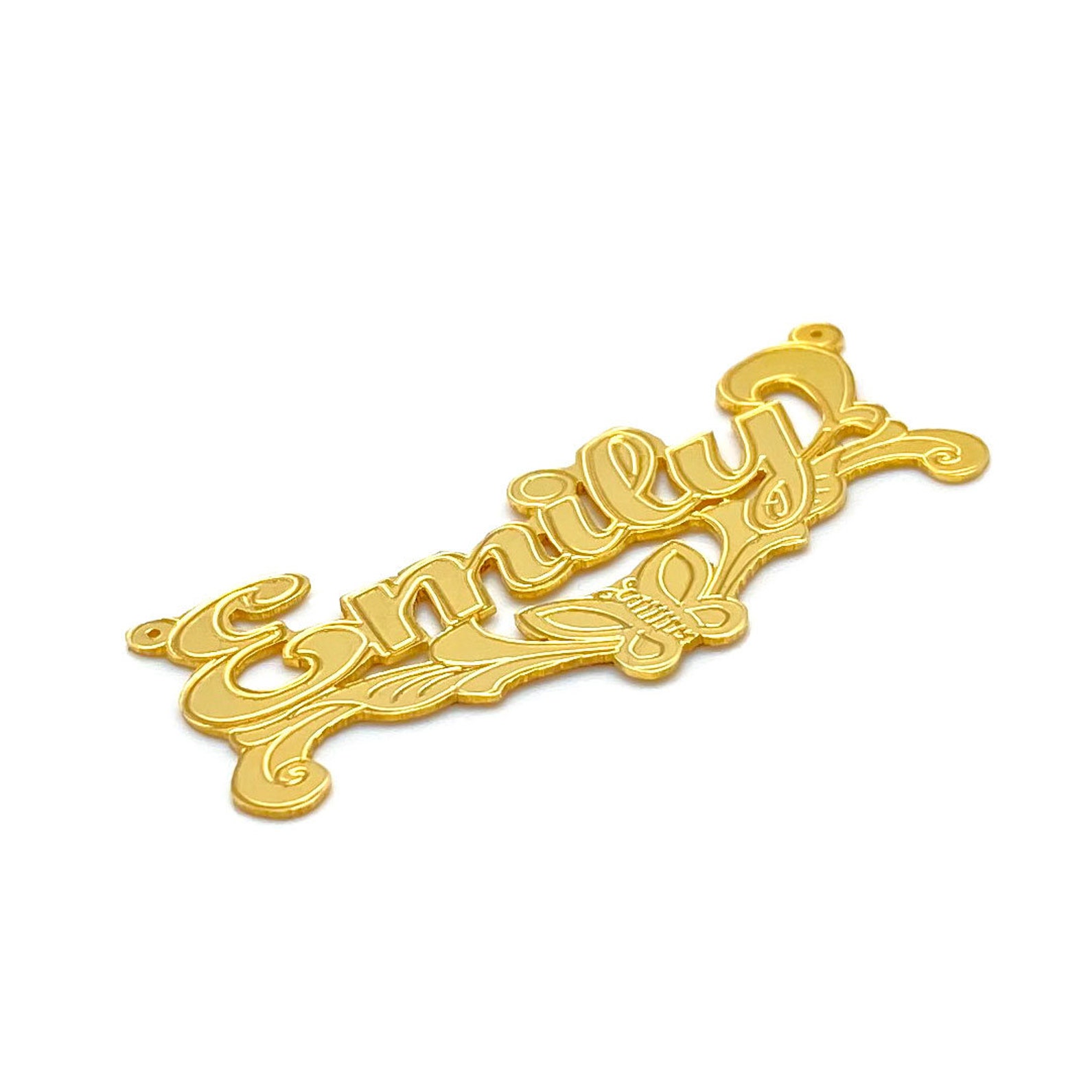 Personalized Cursive Name Plate Pendant With Butterfly | Etsy