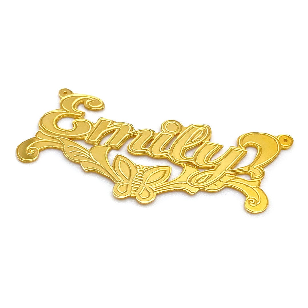 Personalized Cursive Name Plate Pendant With Butterfly - Etsy