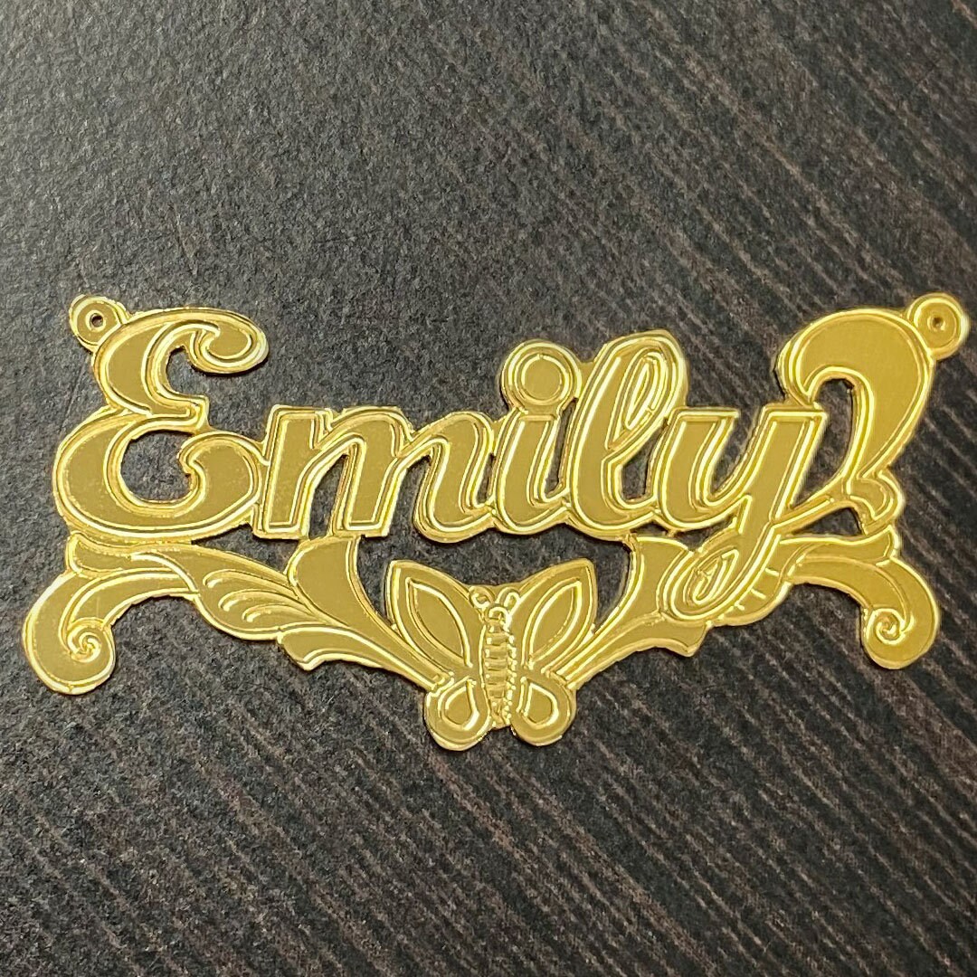 Personalized Cursive Name Plate Pendant With Butterfly - Etsy