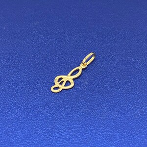 Solid 14k Yellow Gold Treble Clef Music Note Puff Charm Gold Charms ...