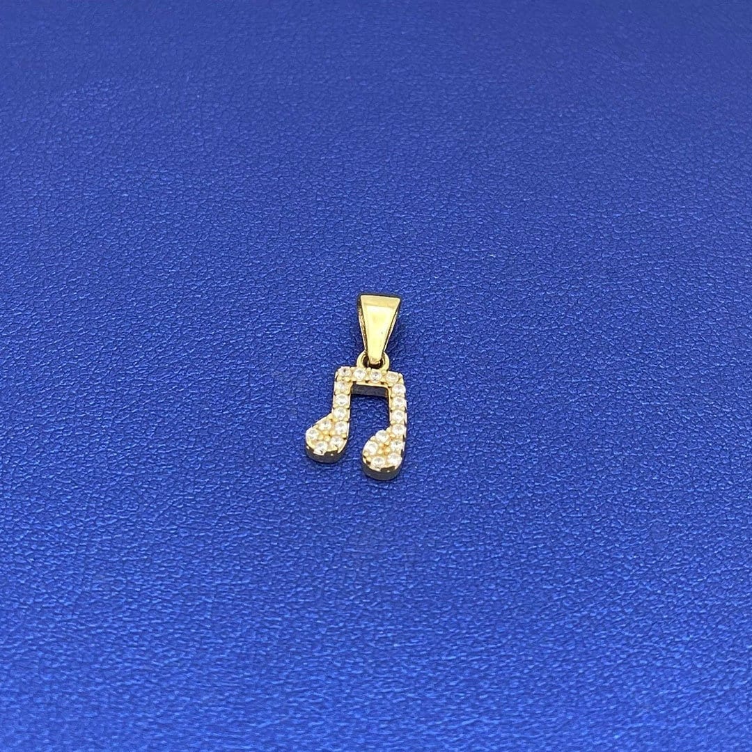 Solid 10k Yellow Gold Music Note Beam Notes Pendant Charm With Cubic ...
