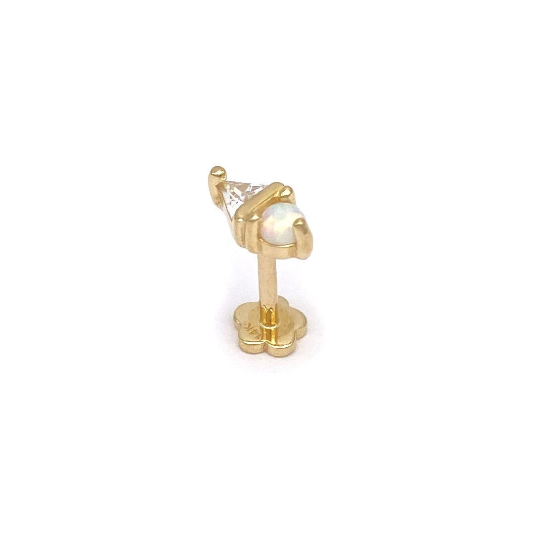 18G 14k Gold Opal With CZ Stone Internal Threaded Stud | Cartilage ...