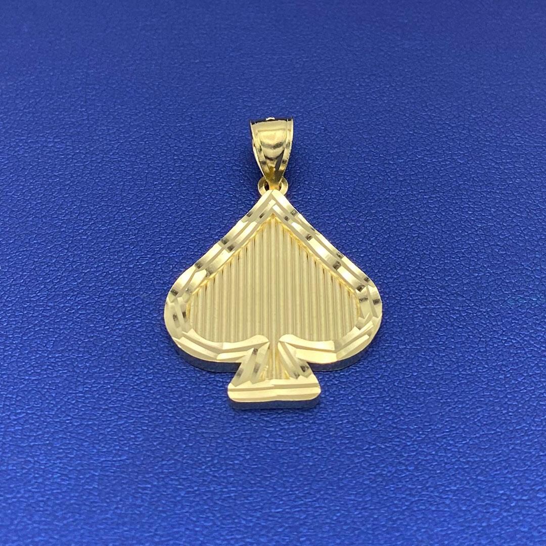 Solid 10k Yellow Gold Ace of Spades Pendant Charm With Diamond Cuts ...
