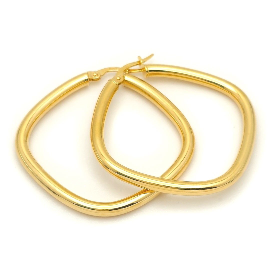 Solid 14k Gold Square Hoop Earrings | Gold Women's Earrings | Real Gold ...