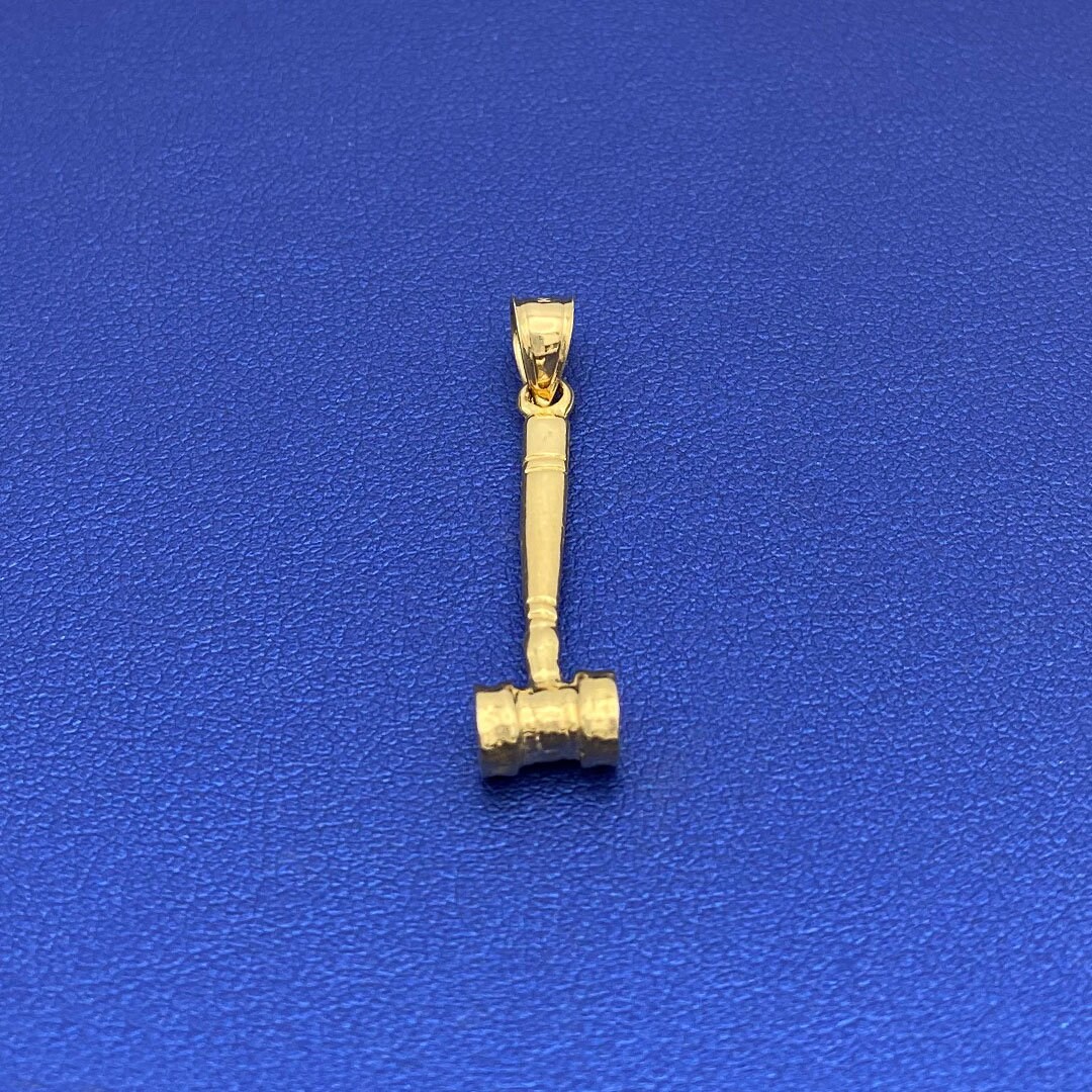 Solid 10k Gold Judge Gavel Pendant | Real 10k Yellow Gold | Gold Charms ...