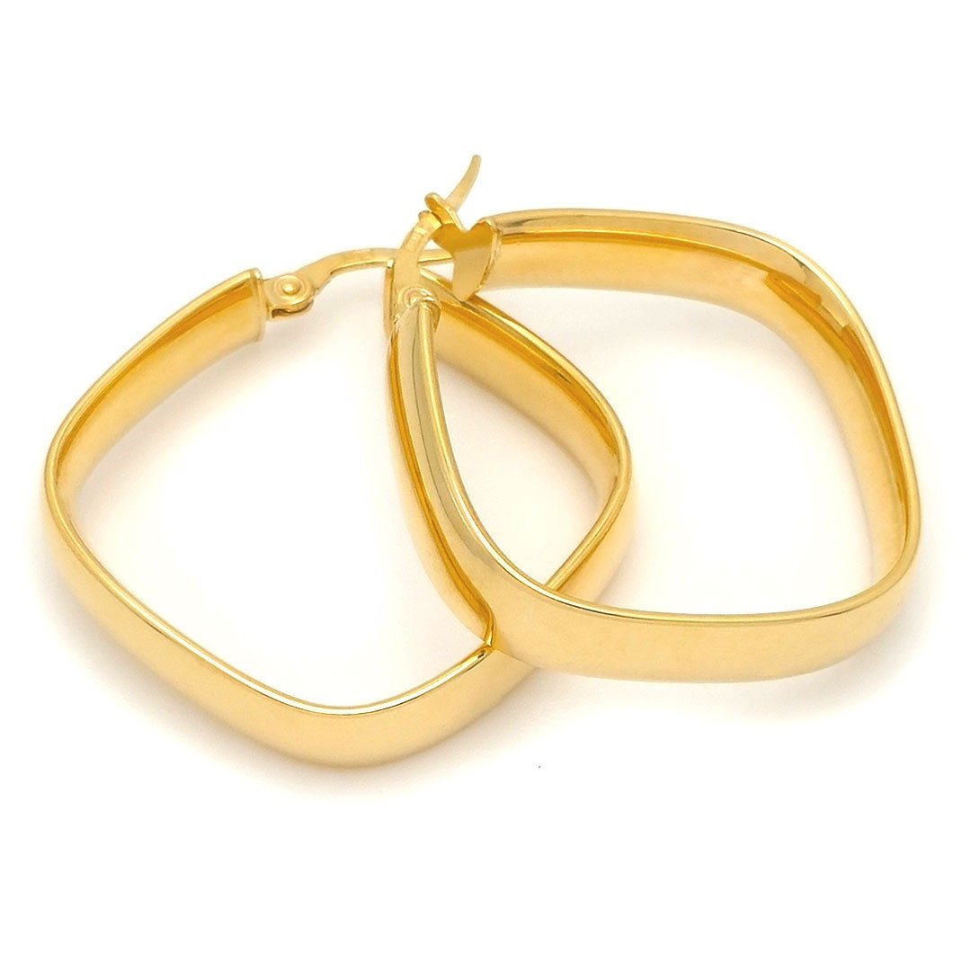 Solid 14k Gold Chunky Square Hoop Earrings | Gold Women's Earrings ...