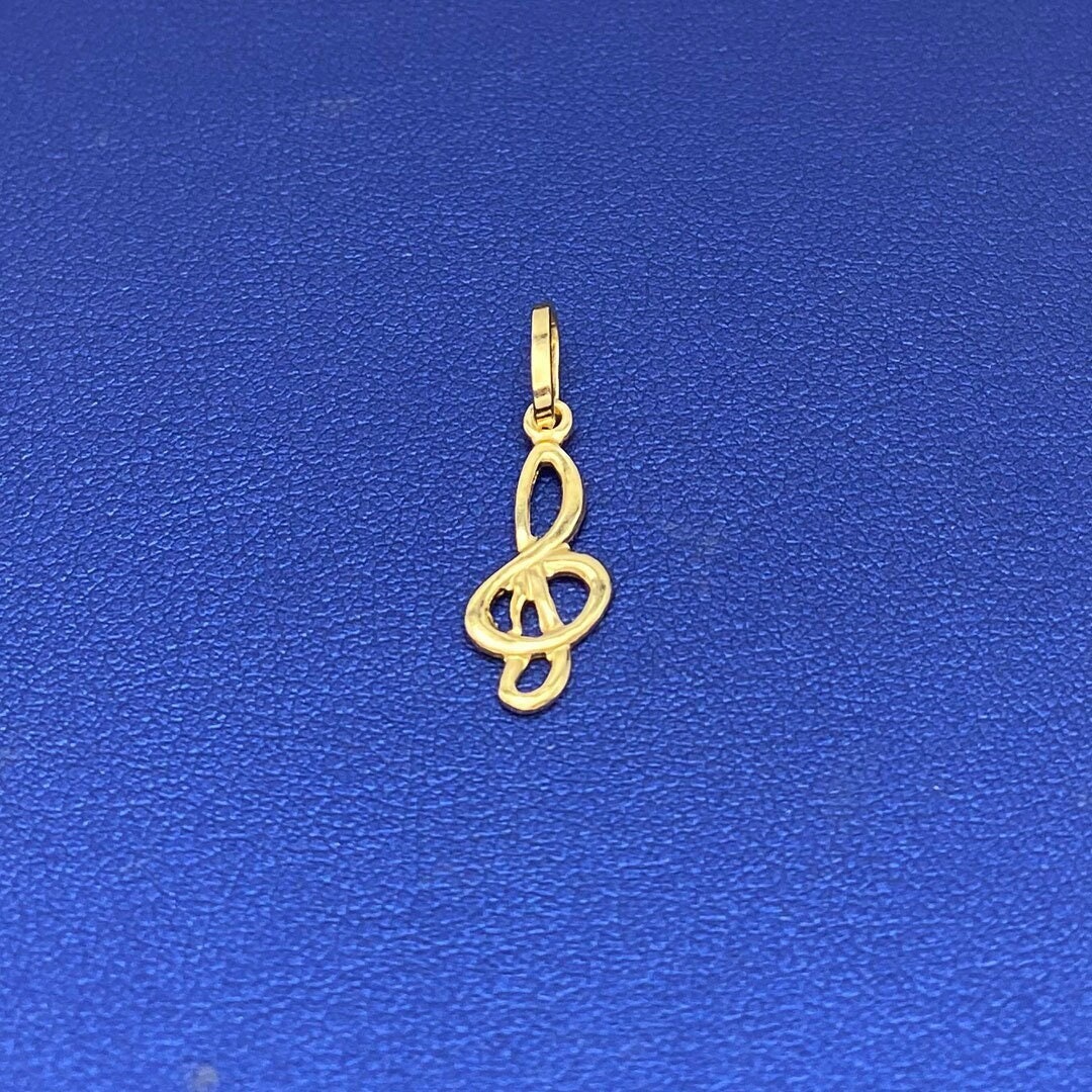 Solid 14k Yellow Gold Treble Clef Music Note Puff Charm | Gold Charms ...