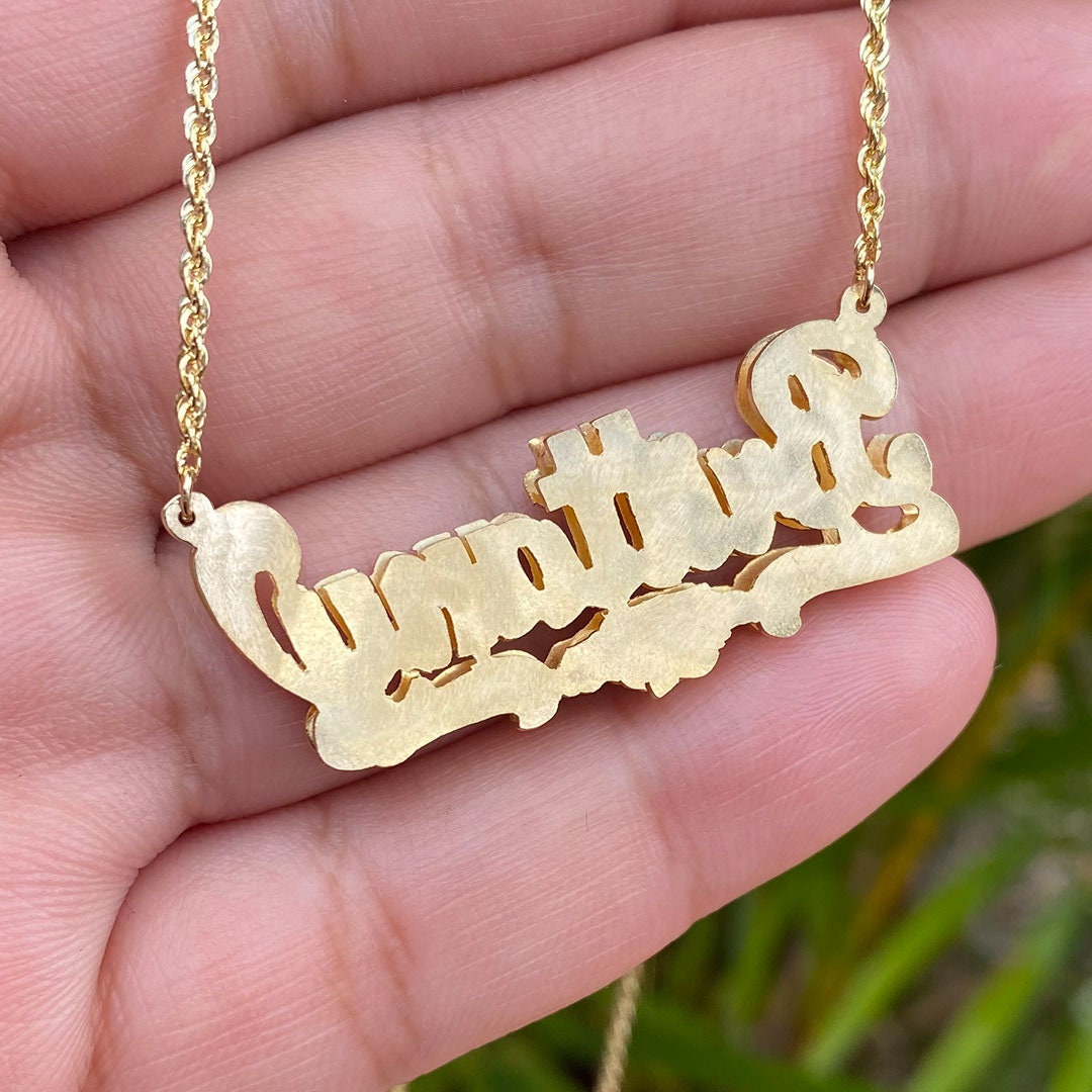 Personalized Cursive Double Name Plate Pendant With Jamaican - Etsy