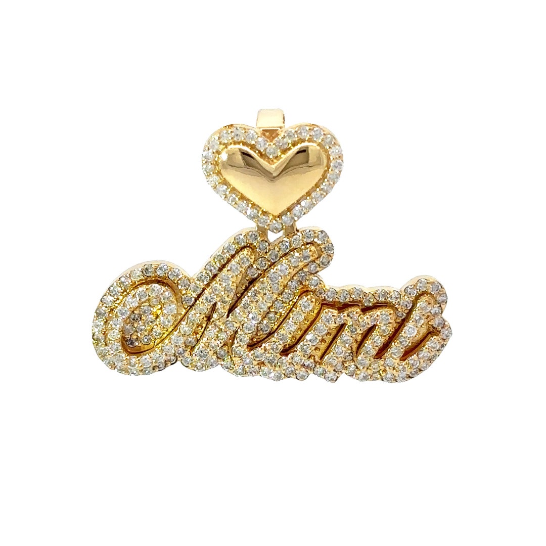 Diamond Heart Outline & Cursive Personalized Name Pendant | Available ...