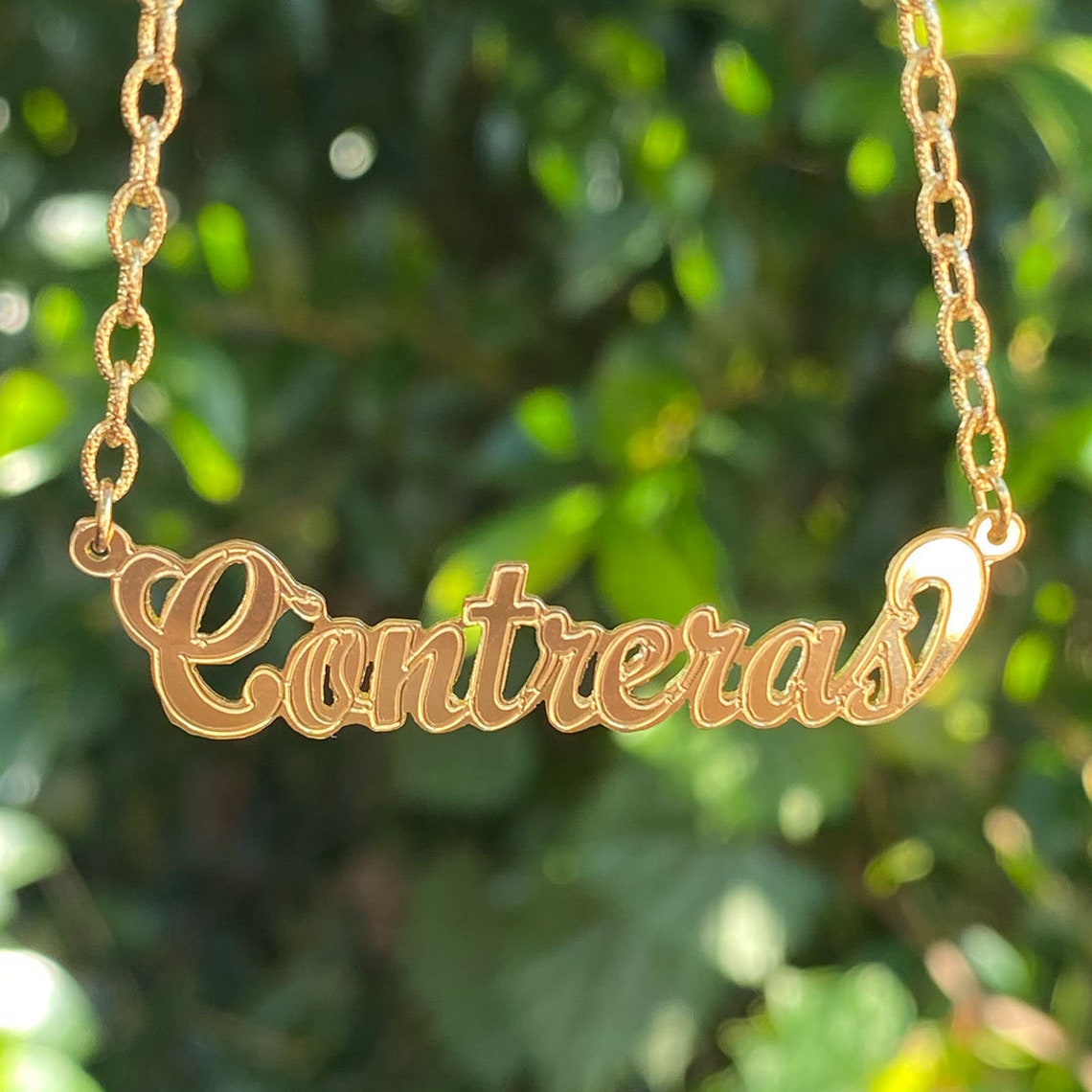 Personalized Cursive Name Plate Pendant in Solid 10k OR 14k Yellow Gold ...
