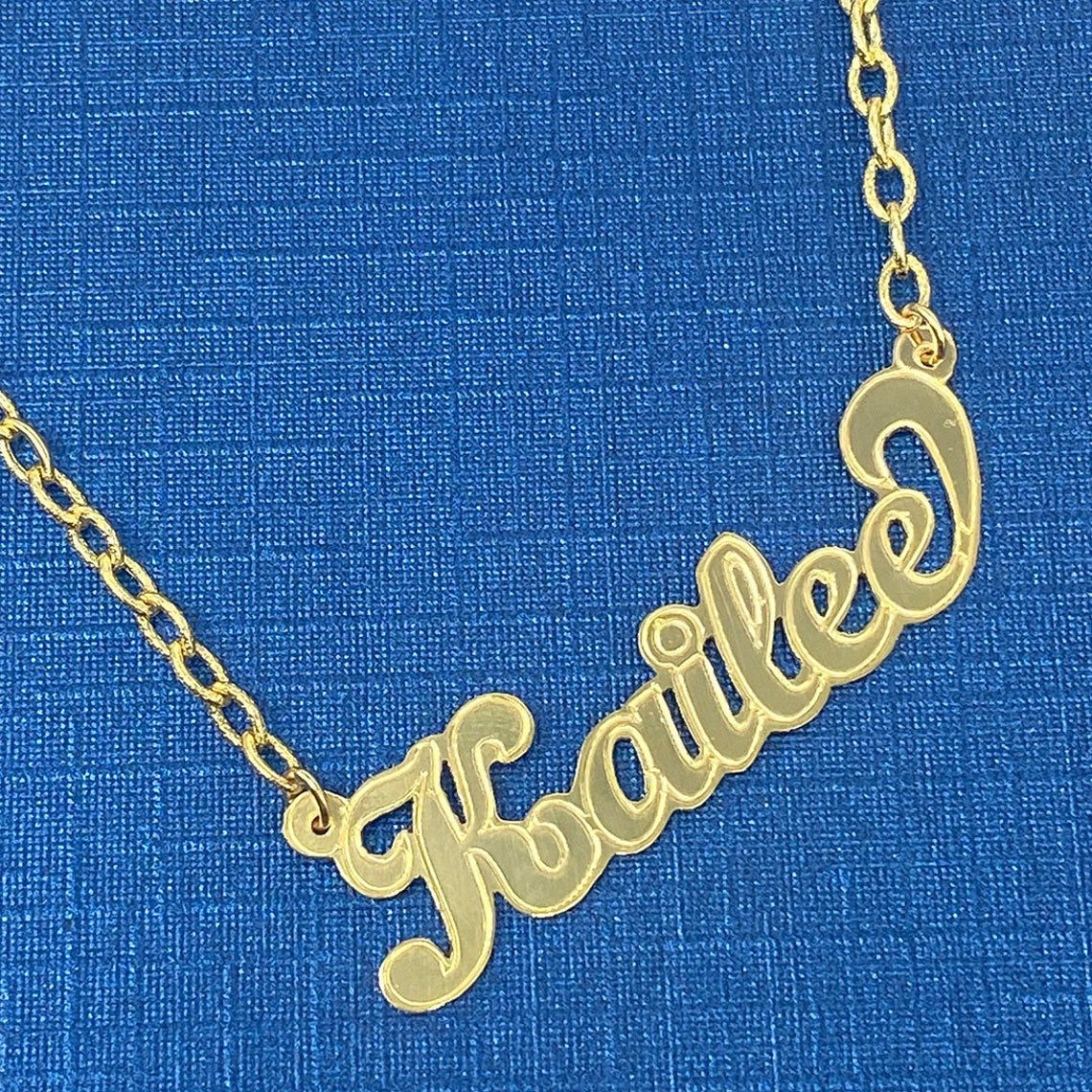 Personalized Cursive Name Plate Pendant Available in Solid 10k | Etsy