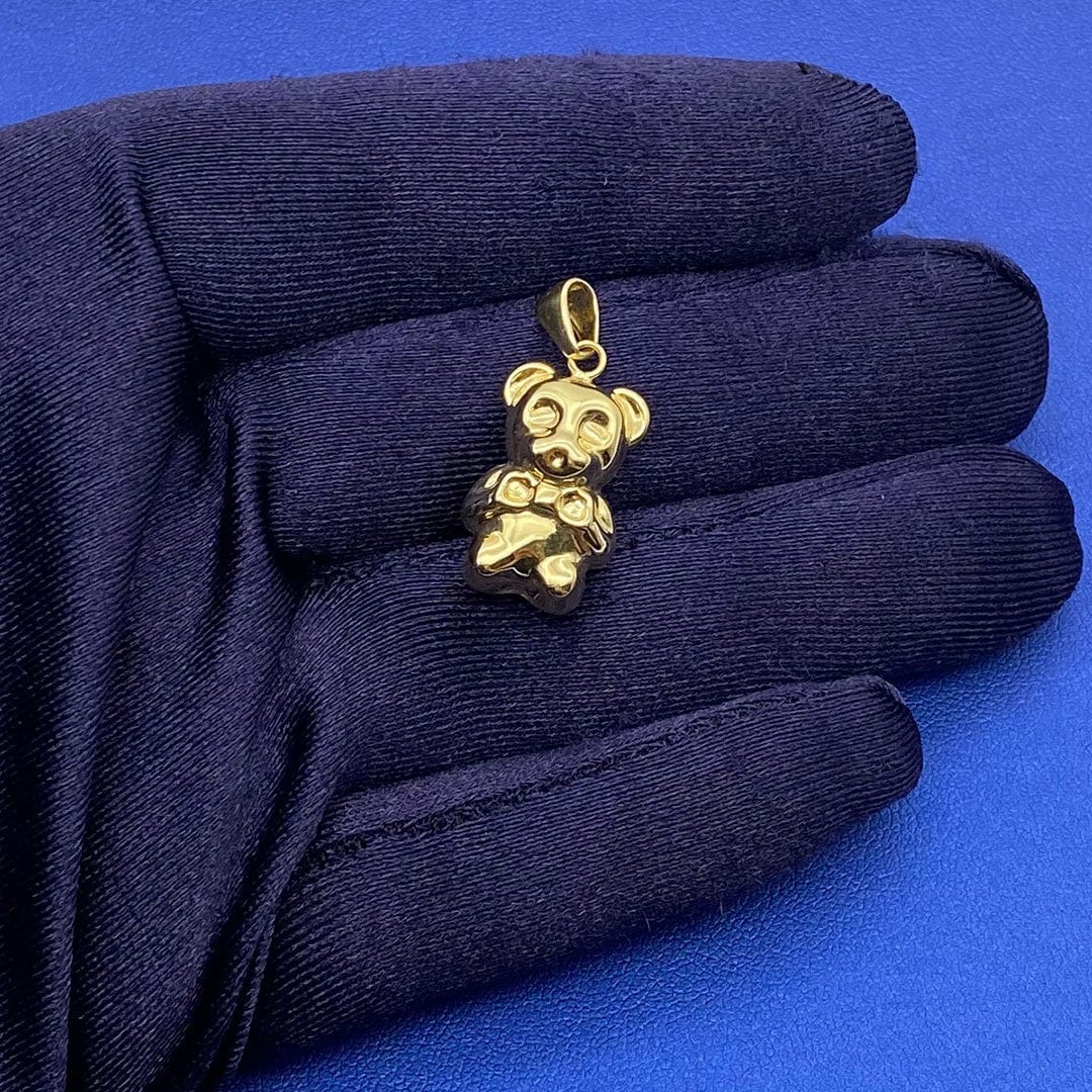 Solid 10k Yellow Gold Teddy Bear Puff Pendant | Gold Charms | Real Gold ...
