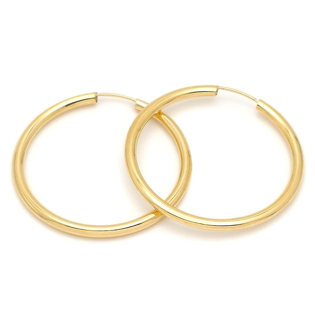 Solid 14k Gold Endless Hoop Earrings | Gold Women's Earrings | Real ...