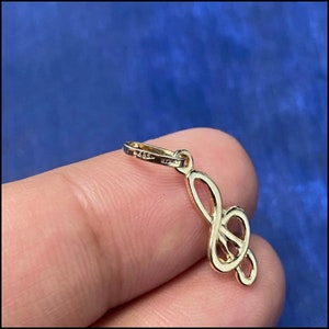 Solid 14k Yellow Gold Treble Clef Music Note Puff Charm Gold Charms ...