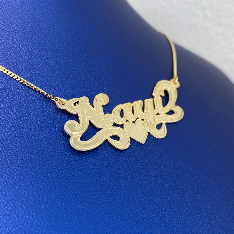 Personalized Cursive Name Plate Pendant With Heart Underline - Etsy