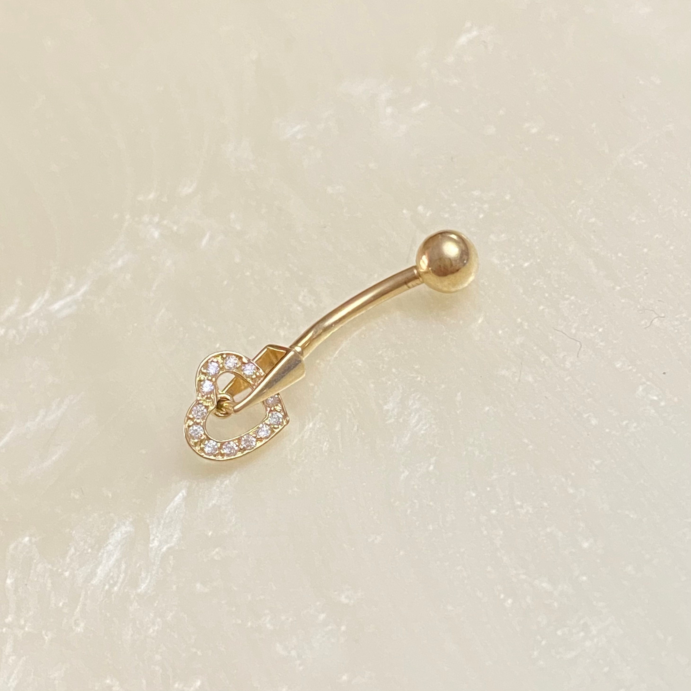 16 Gauge 10k Yellow Gold Rotating Heart Outline Belly Button - Etsy