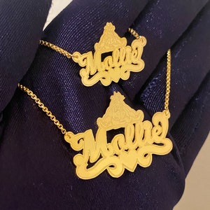 Personalized Cursive Name Plate Pendant With Heart Underline & Cartoon ...