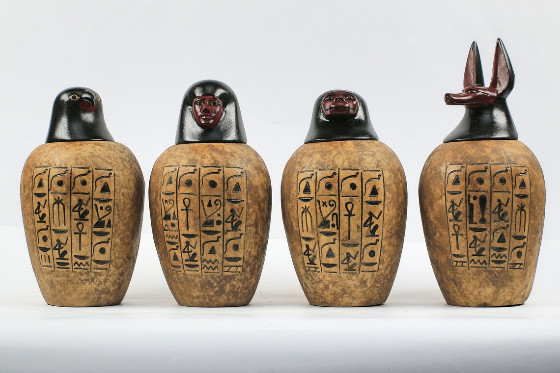 Set Of Organs Jars Canopic Jars The Four Organs Jars Made Etsy