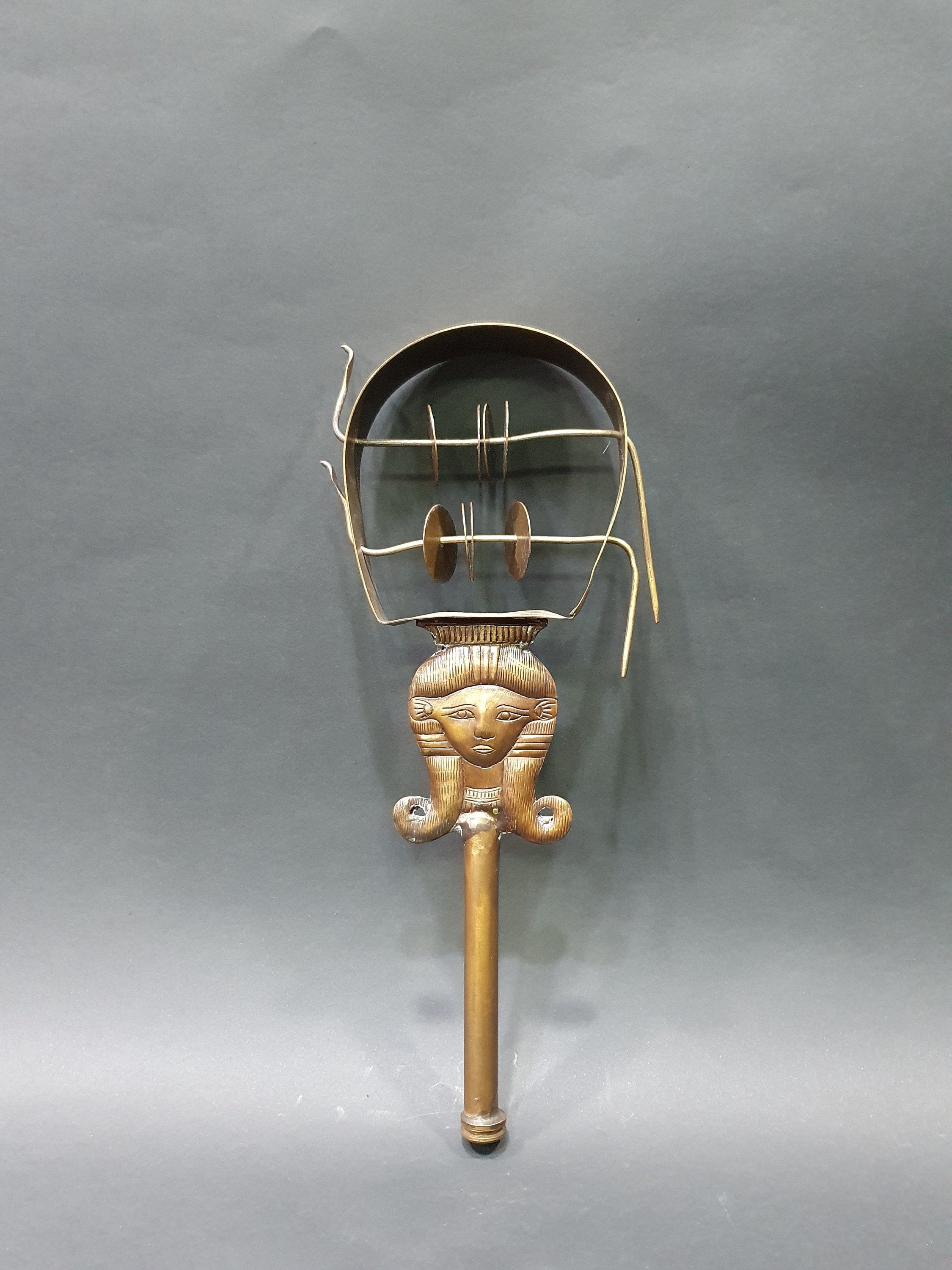 Egyptian Handmade Hathor Copper Sistrum Musical Instrument | Etsy