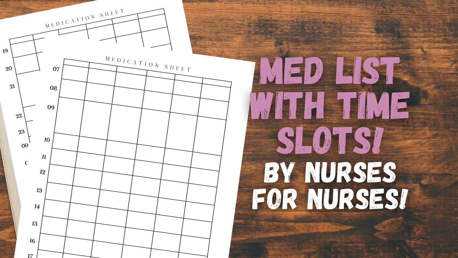Medication Sheet With Time Slots Printable Template for Nurses - 12 ...