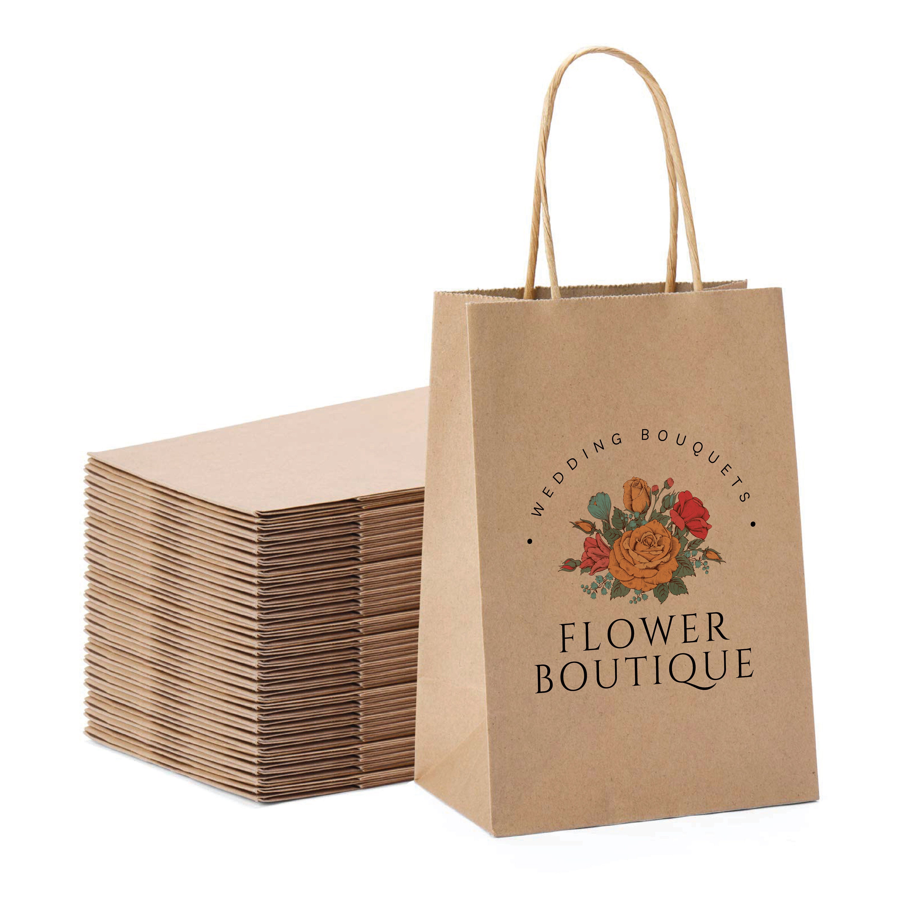 Bulk 250 Pieces Custom Full Color Kraft Paper Bag, Shopping Bags With ...