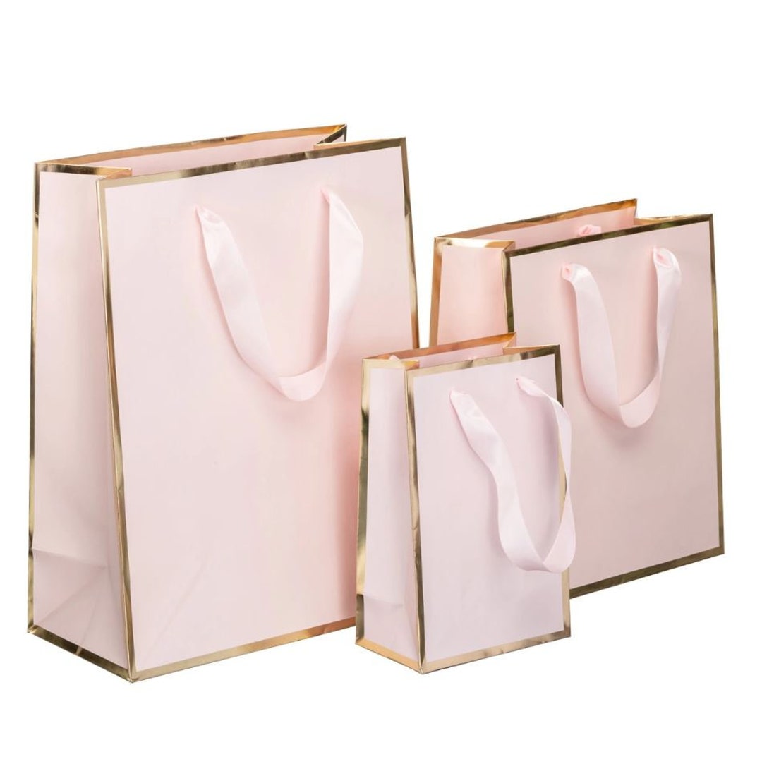 10 Pink & Gold Gift Bags, Black and Gold Queen West Gift Bags ...