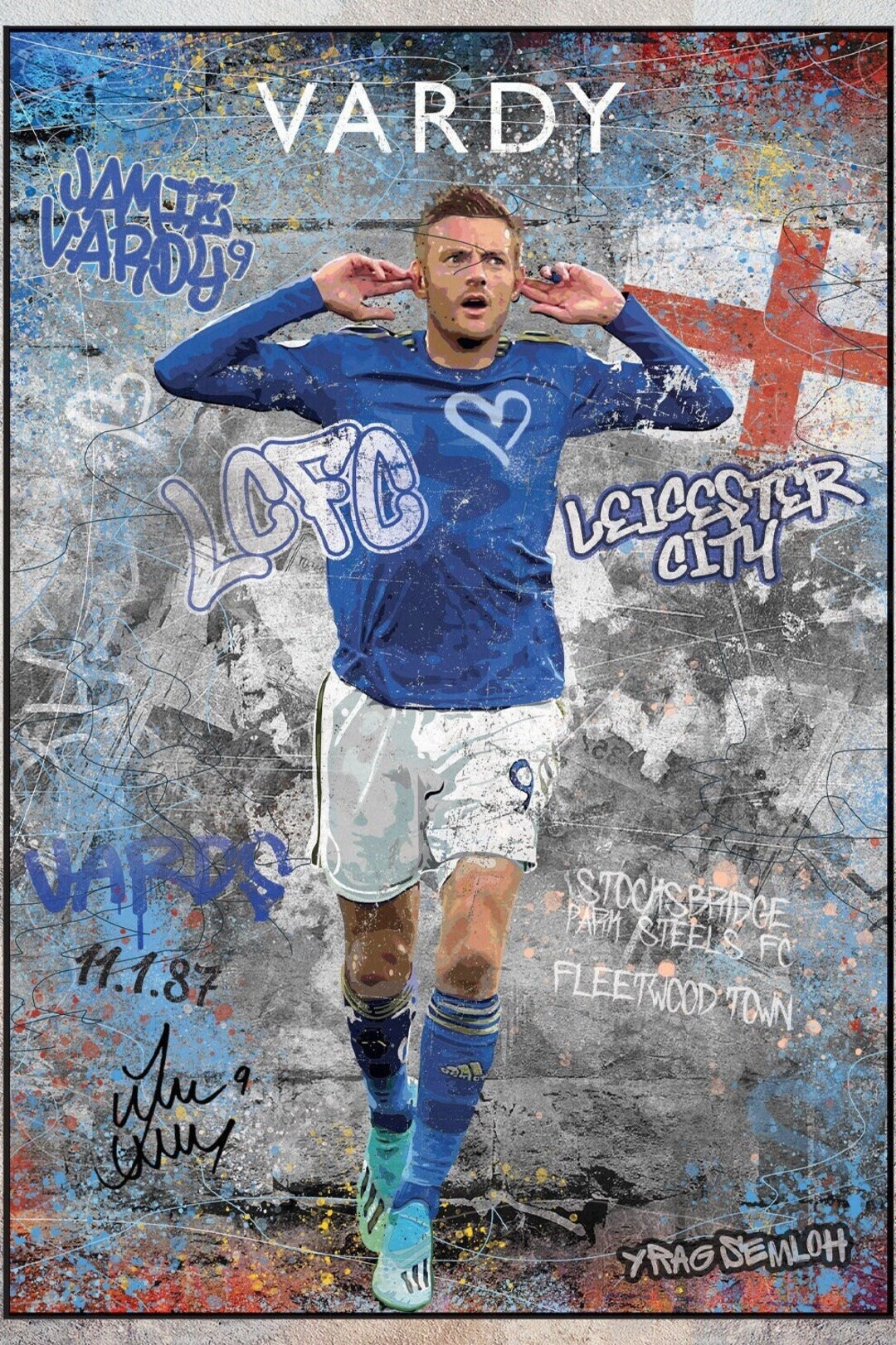 Jamie Vardy, Leicester City and England Graffiti Print - Etsy